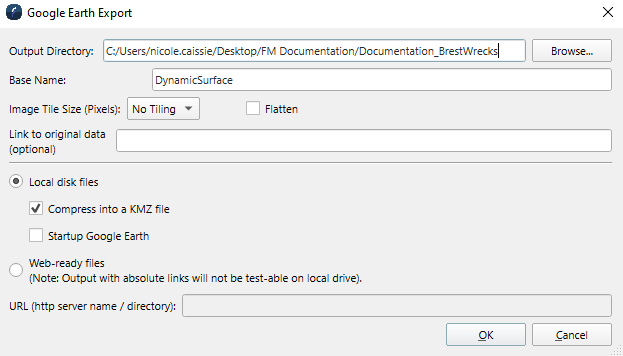 Fledermaus Export to Google Earth KML Dialog